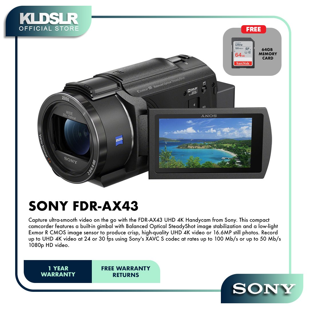 Sony FDR-AX43 UHD 4K Handycam Camcorder (Sony Malaysia) – Vdo Smart Gadget